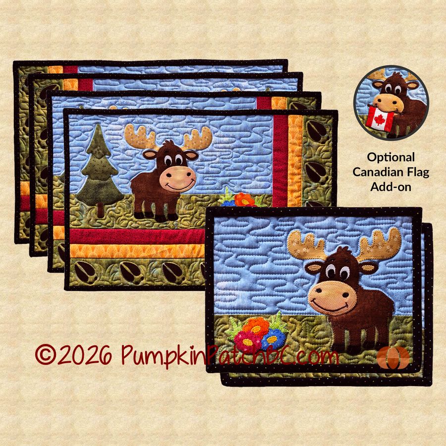 New Patterns: Moose Tracks Placemats and Moose on the Loose Mug Rugs ...